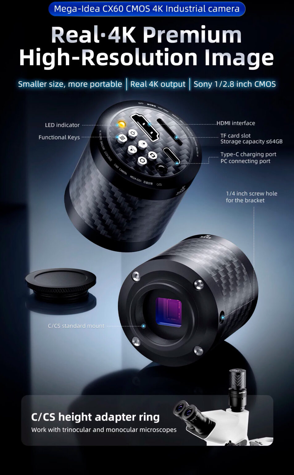 Câmera CX60 4K para Microscópio Mega-Idea - Griffin - PY